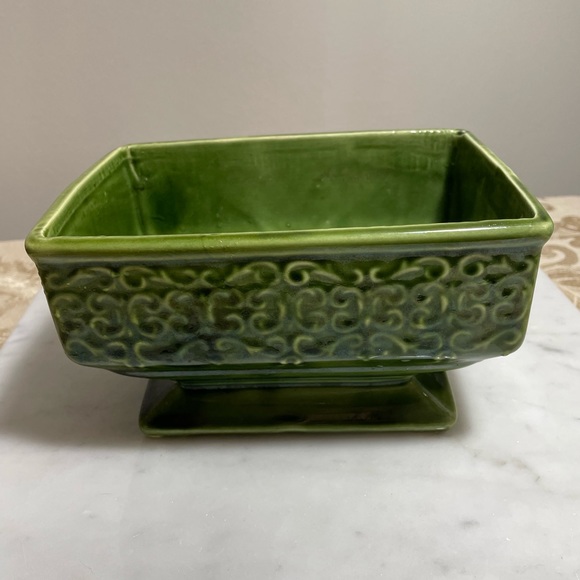 Accents | Vintage Ceramic Pottery Planter Vase Green Scroll Pedestal ...